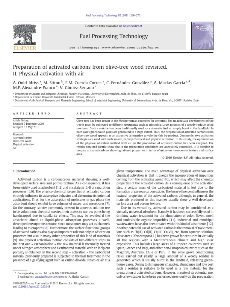 Fuel Processing Technology | PDF | Adsorption | Scanning Electron Microscope