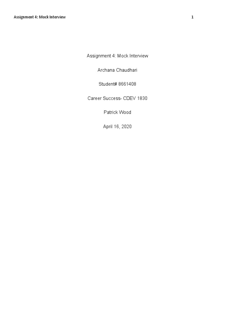Mock Interview Assignment Guide | PDF | Change Management | Interview