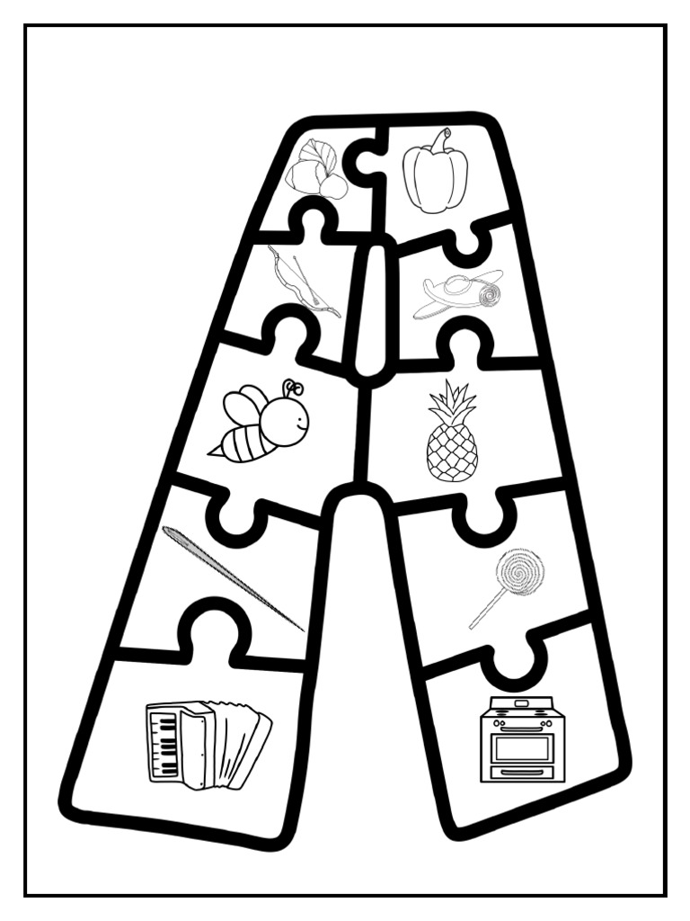 LITERA A Puzzle Si Fisa de Colorat | PDF
