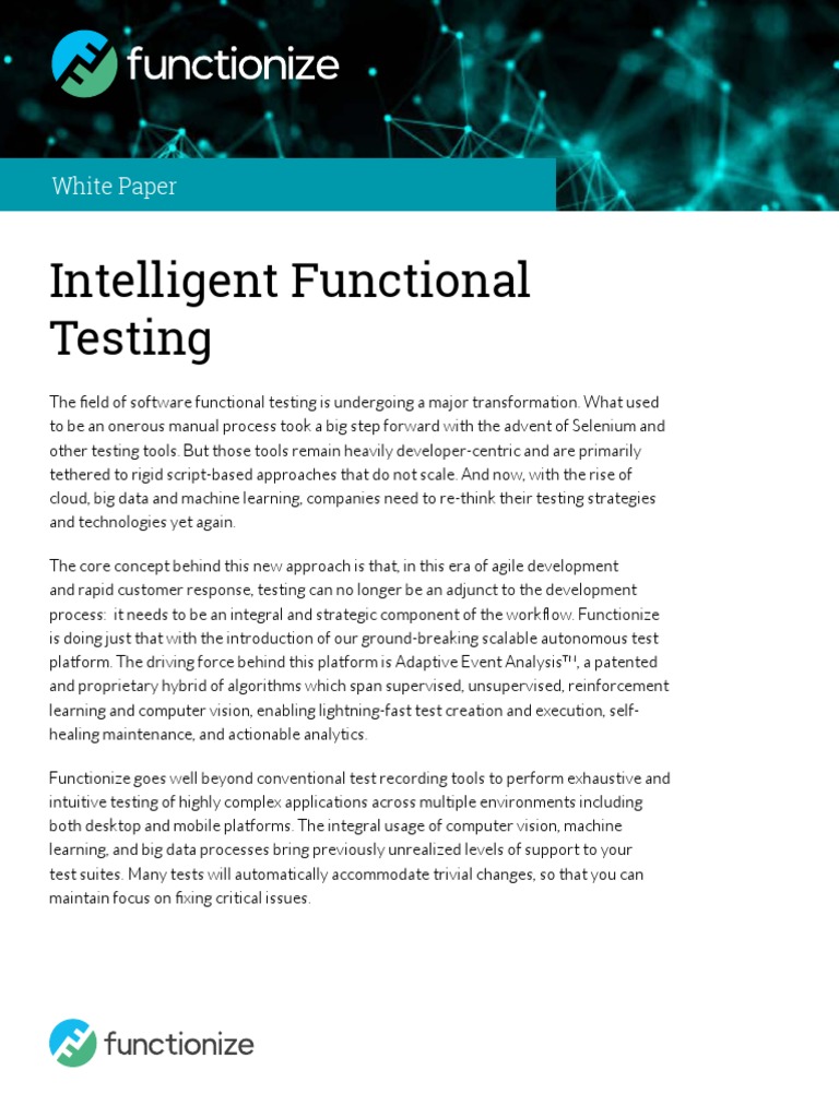 Intelligent Functional Testing: White Paper | PDF | Software Testing ...