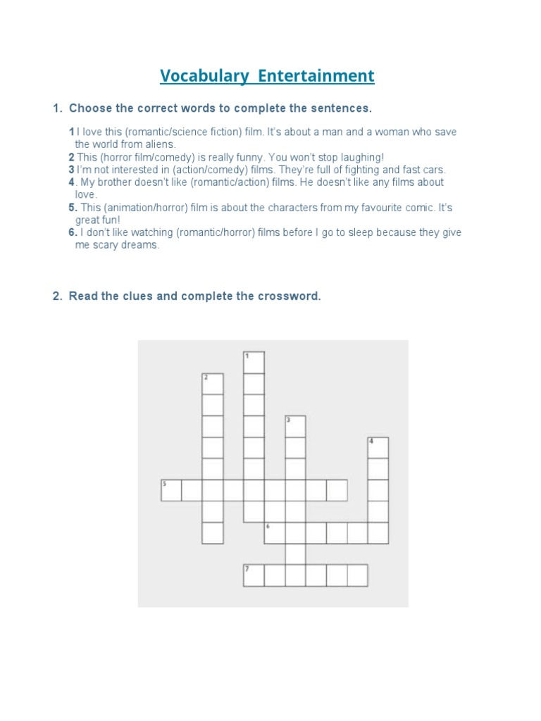 Entertainment Vocabulary Exercises | PDF