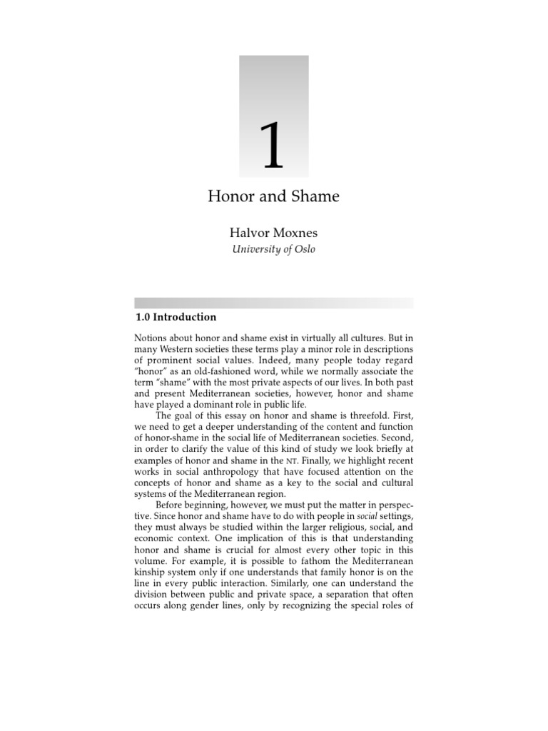 Halvor Moxnes - Honor and Shame PDF | PDF | Roman Empire | Jesus