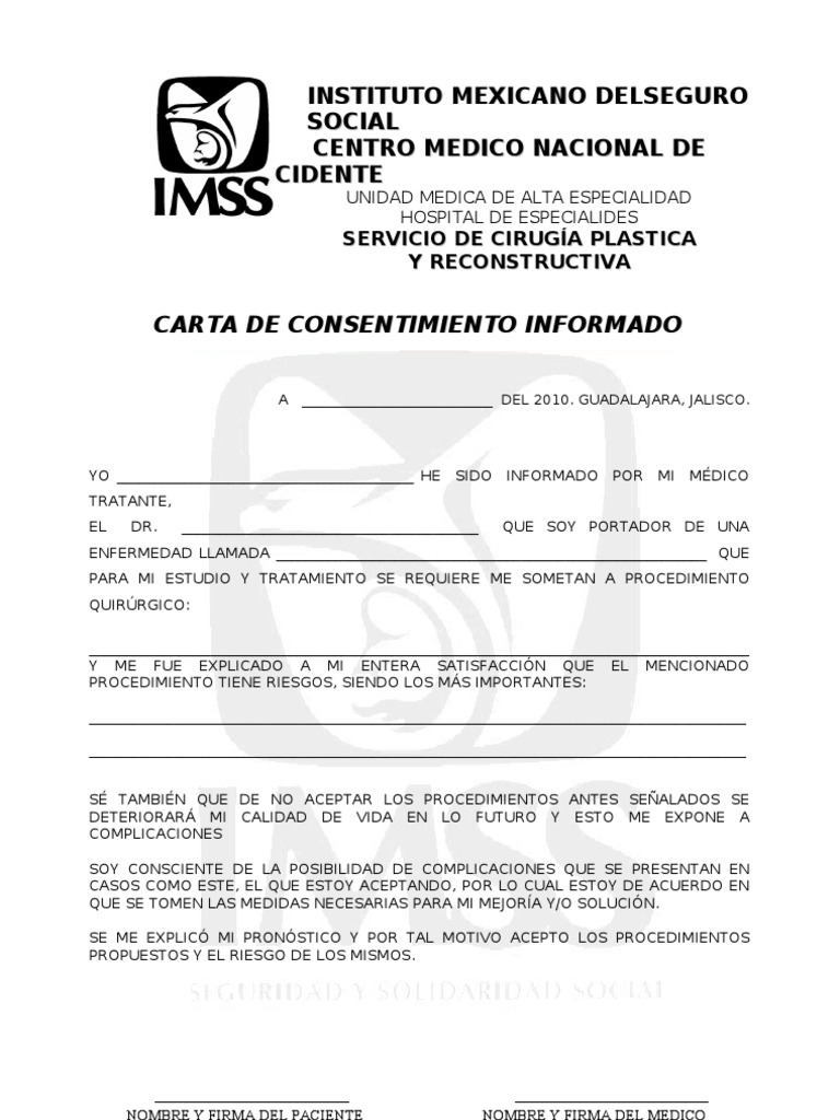 Carta De Consentimiento Informado Formatos Y Ejemplos Para Imprimircarta De Permiso Para Viajar ...