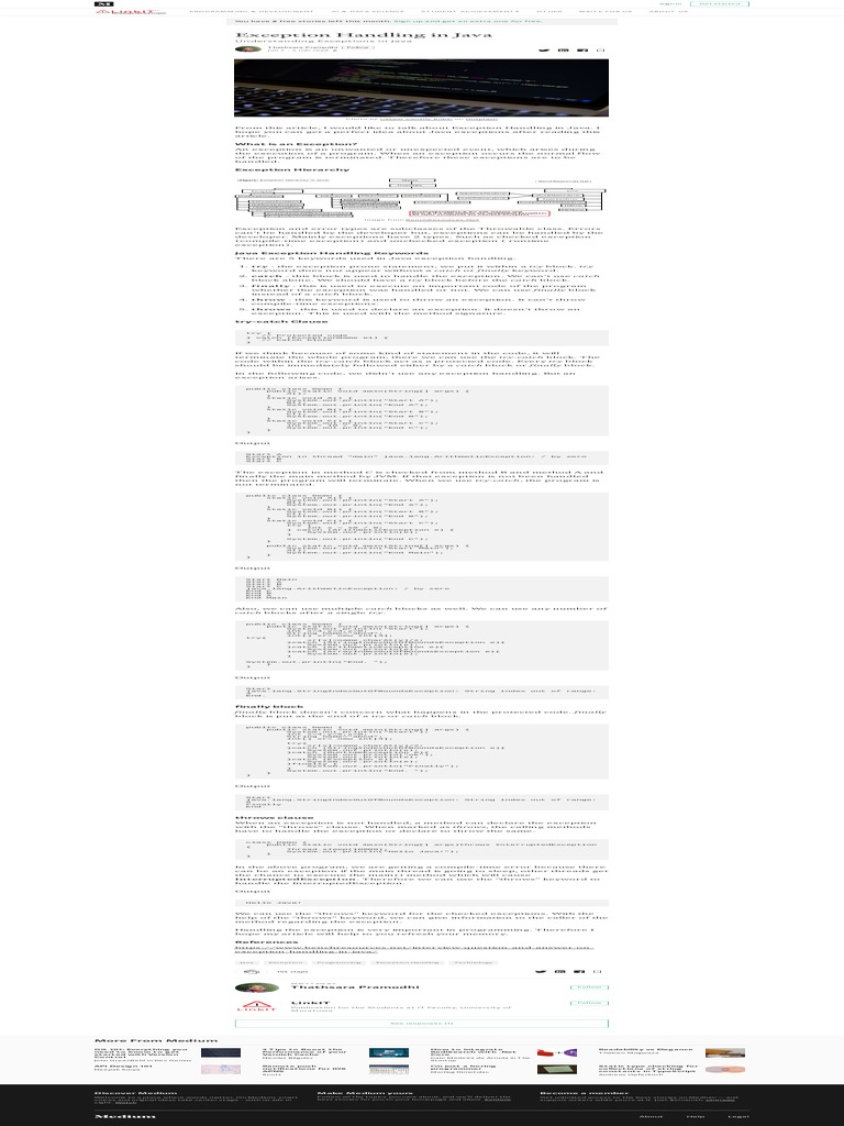 Exception Handling in Java PDF | PDF | Digital Technology | Systems ...