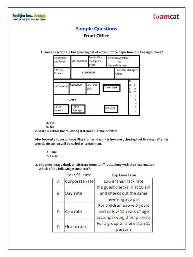 Sample Questions: Front Office | PDF