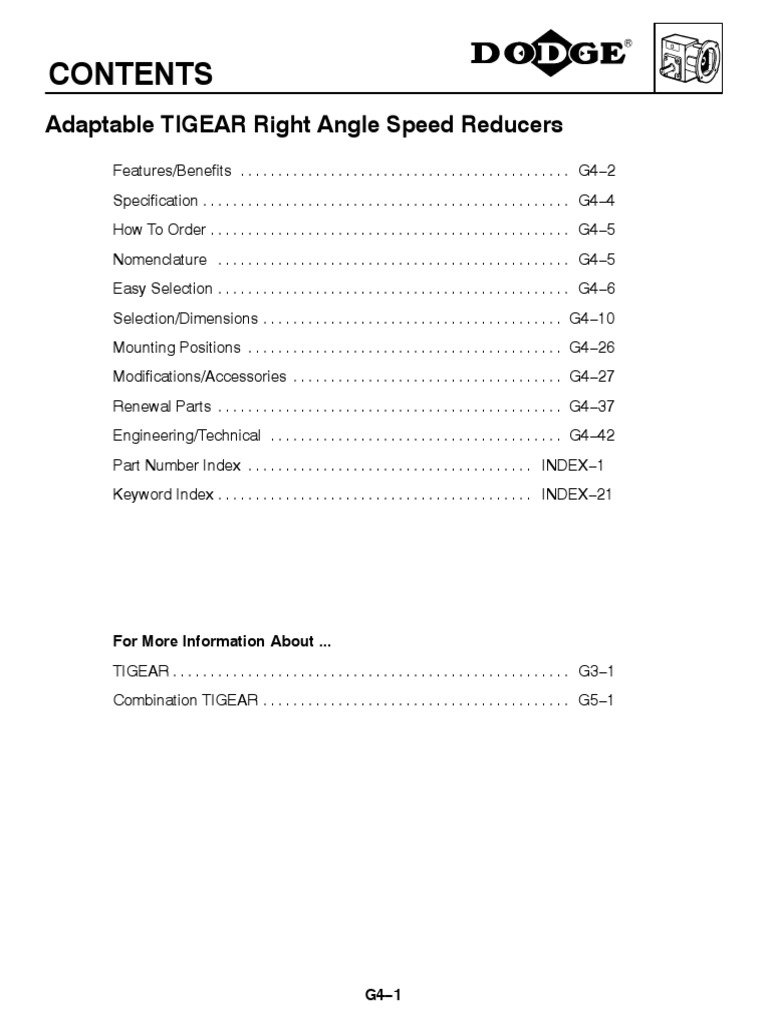 Adaptable TIGEAR Right Angle Speed Reducers: For More Information About ...