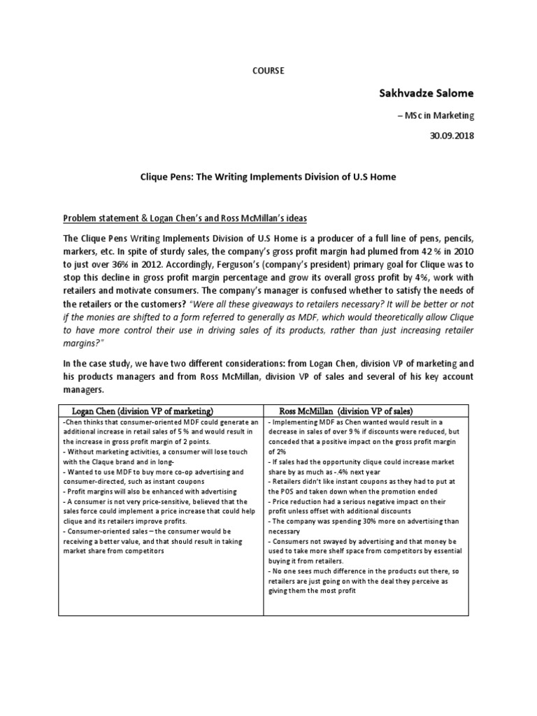 Case Study - Clique Pens | Download Free PDF | Retail | Brand