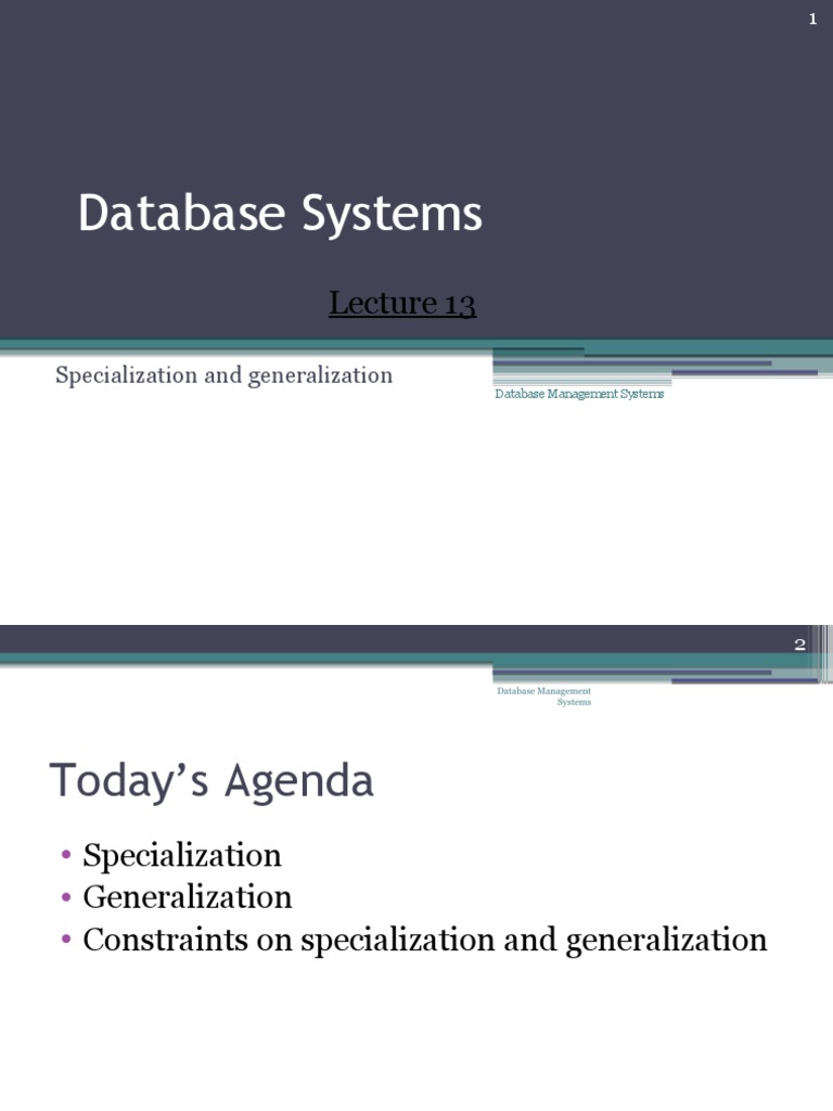 Database Systems: Specialization and Generalization | PDF | Inheritance ...