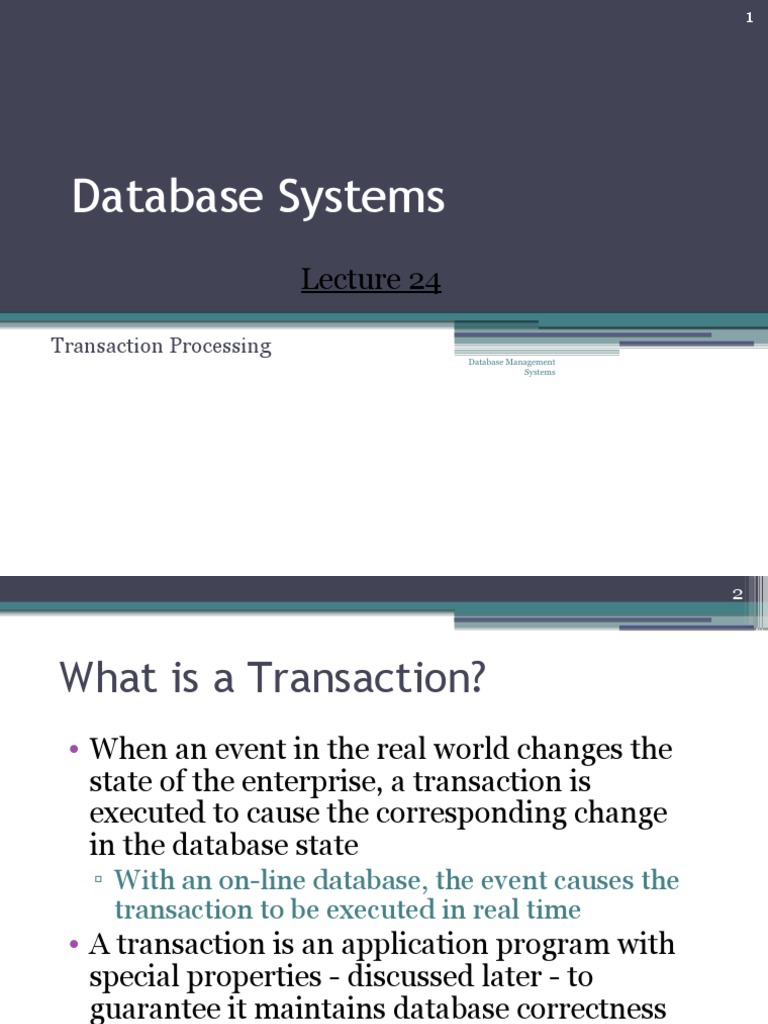 Database Systems Transaction Processing Pdf Database Transaction Databases