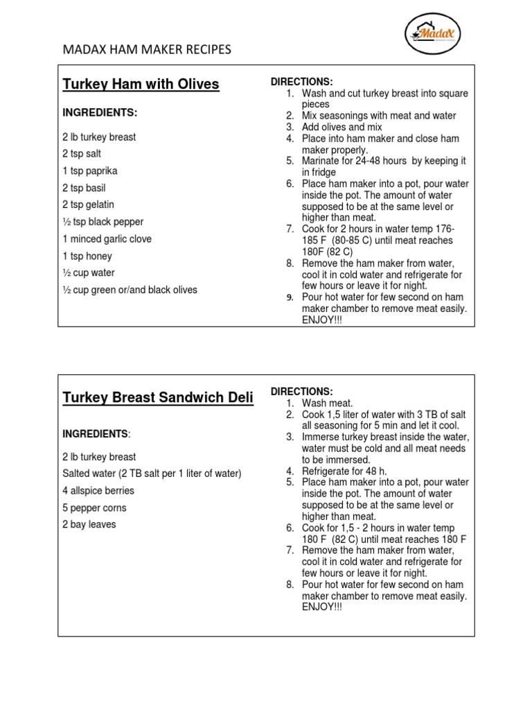 Madax Ham Maker Recipes | PDF | Ham | Garlic