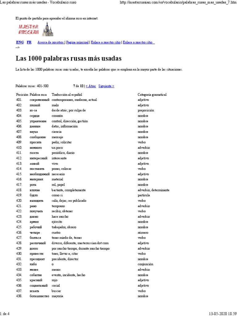 Las 1000 Palabras Rusas Más Usadas: Acerca de Nosotros Pagina Principal ...