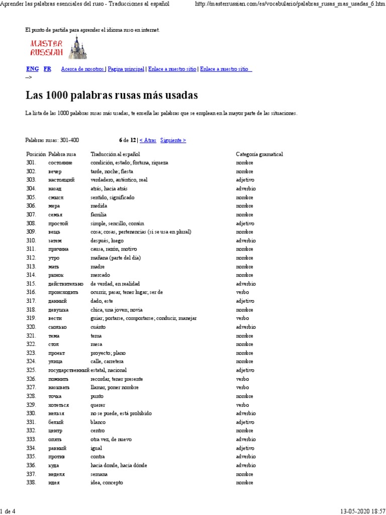 Las 1000 Palabras Rusas Más Usadas: Acerca de Nosotros Pagina Principal ...
