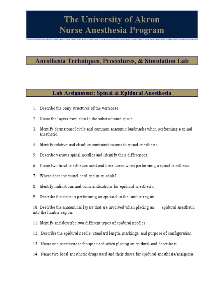The University of Akron Nurse Anesthesia Program: Anesthesia Techniques ...