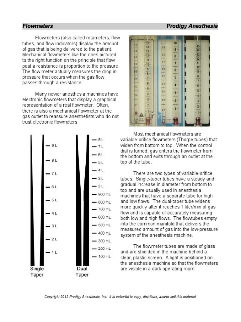 Flowmeters Prodigy Anesthesia | PDF | Flow Measurement | Equipment