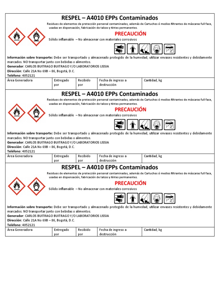 Rotulo Epps Contaminados | PDF | Materiales | Contaminación