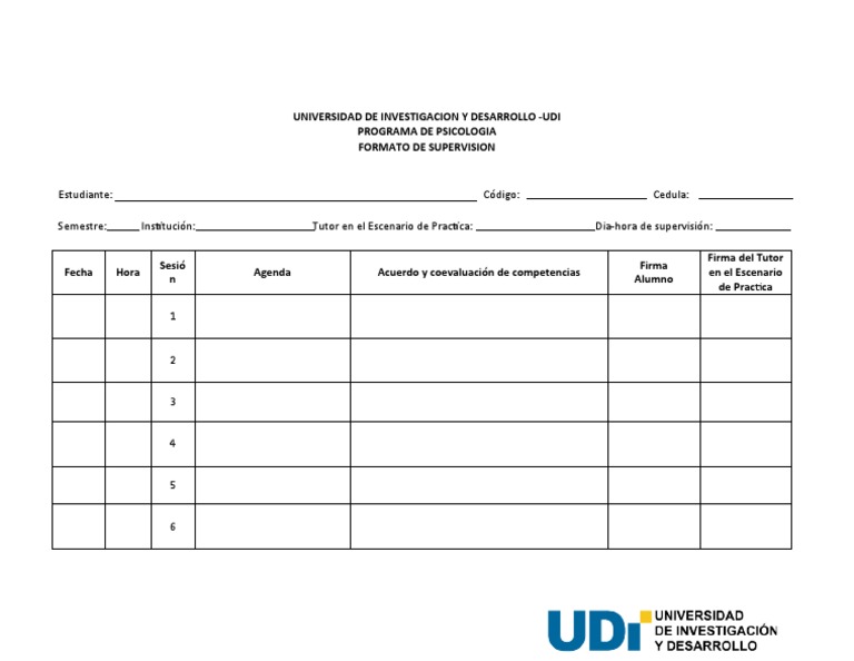Modelo De Formulario De Agenda De Supervisión