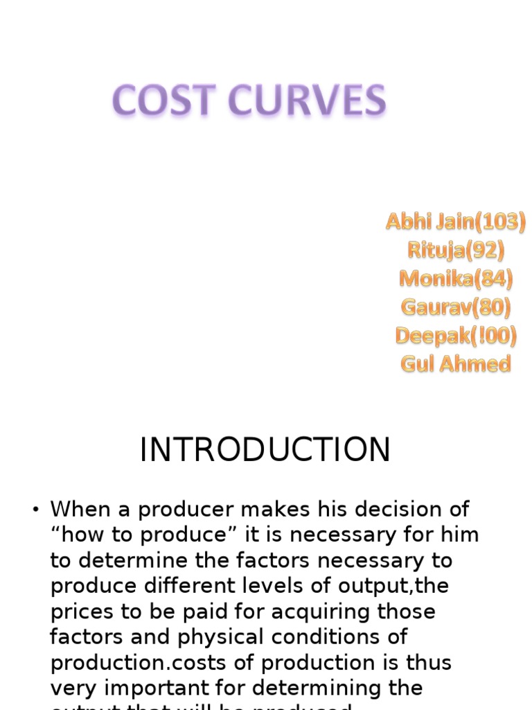 GRP PPT Cost Curves | PDF | Average Cost | Marginal Cost