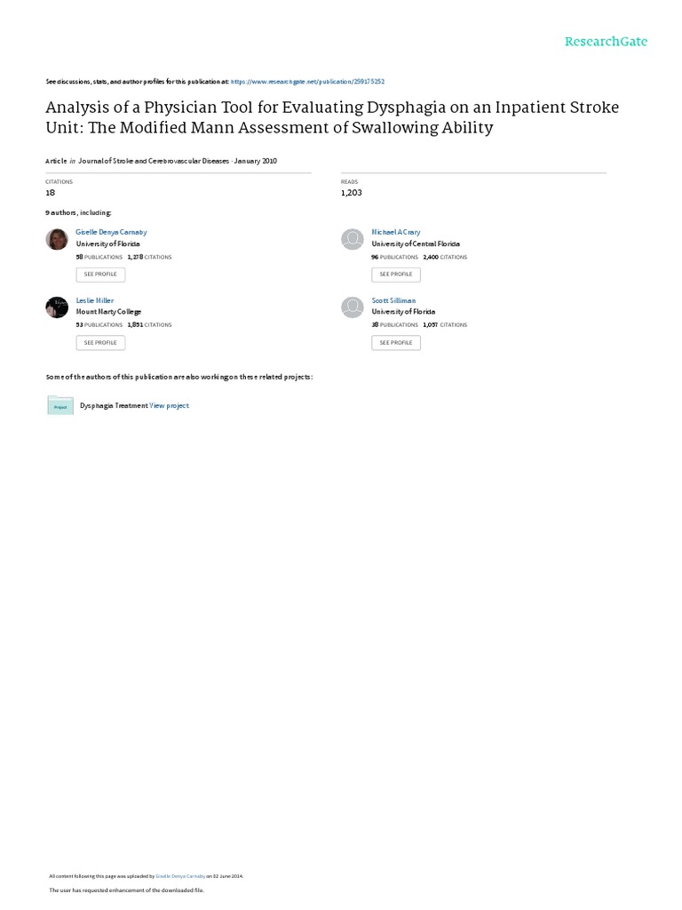 Validation of the Modified Mann Assessment of Swallowing Ability (MMASA ...