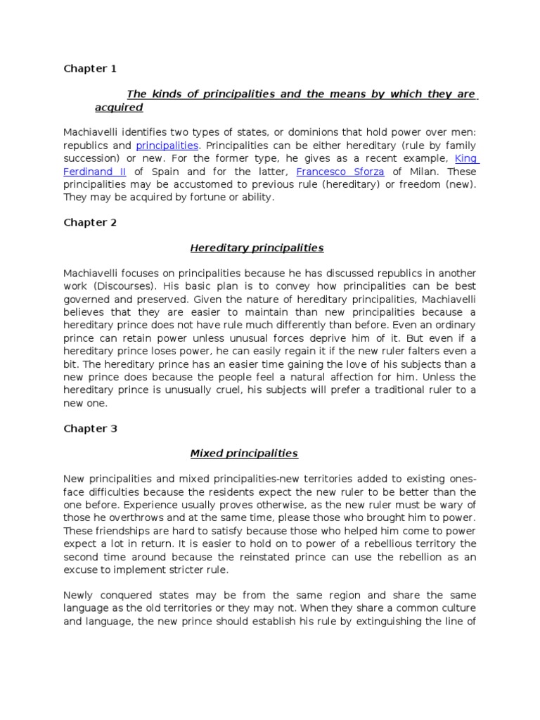 The Kinds of Principalities and The Means by Which They Are Acquired ...