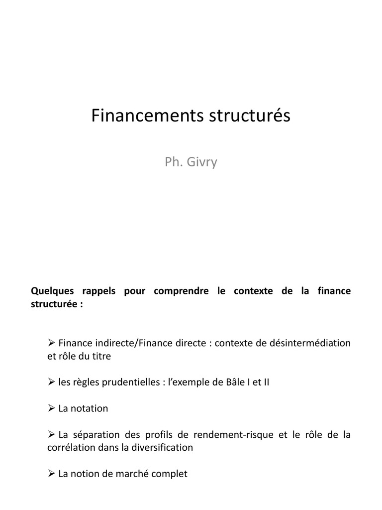 Financements Structurés | PDF | Titrisation | Swap de défaut de crédit