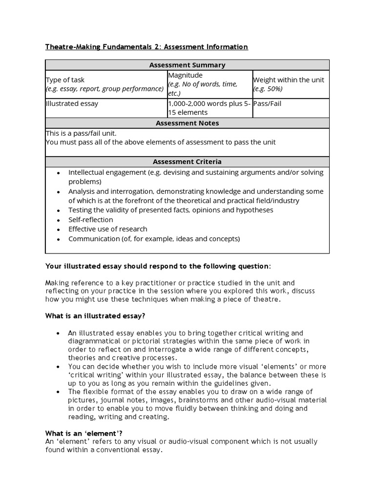 Theatre-Making Fundamentals 2: Assessment Information | PDF ...