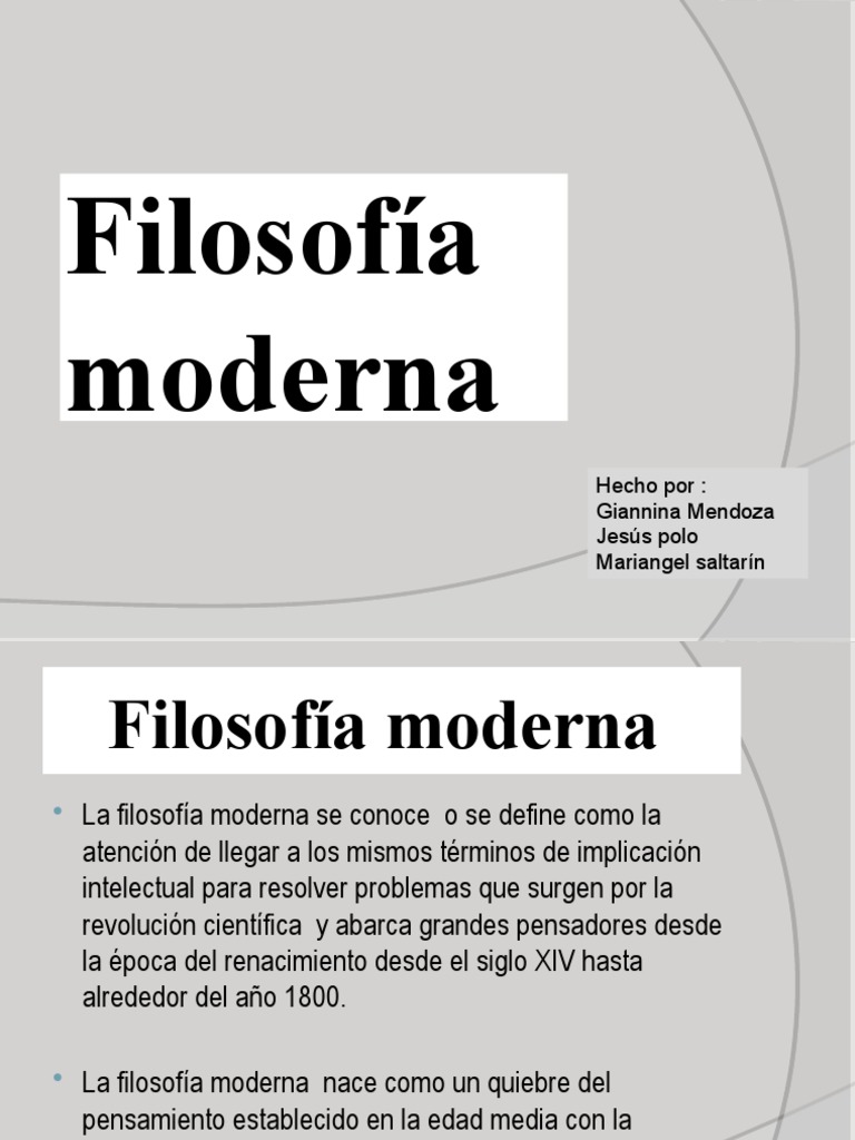 Filosofía Moderna | PDF