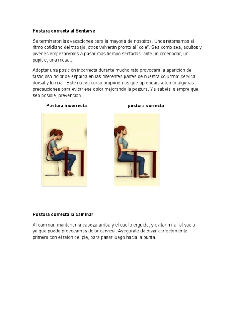 Postura Correcta Al Sentarse | PDF