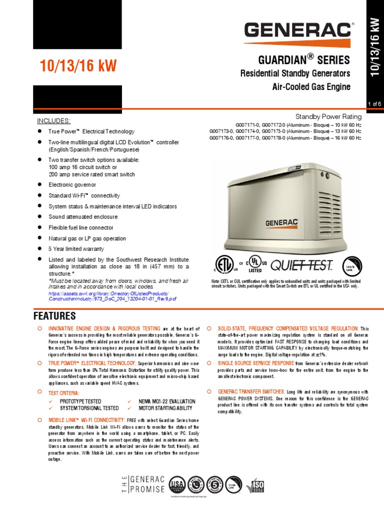 Guardian 10 A 16kW | PDF | Electric Generator | Switch