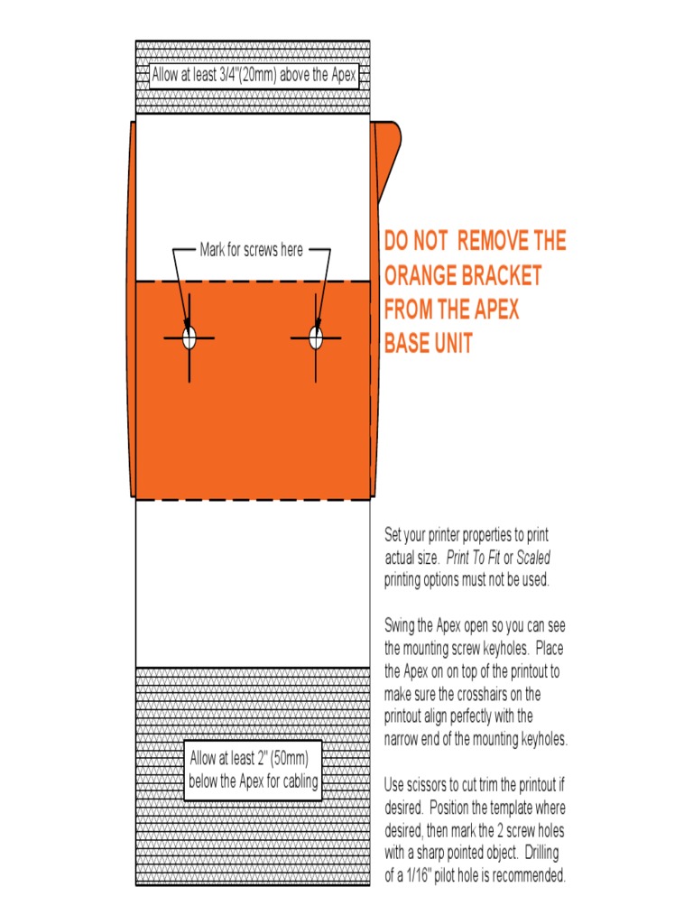 Apex Mounting Template: Instructions for accurate placement of mounting ...