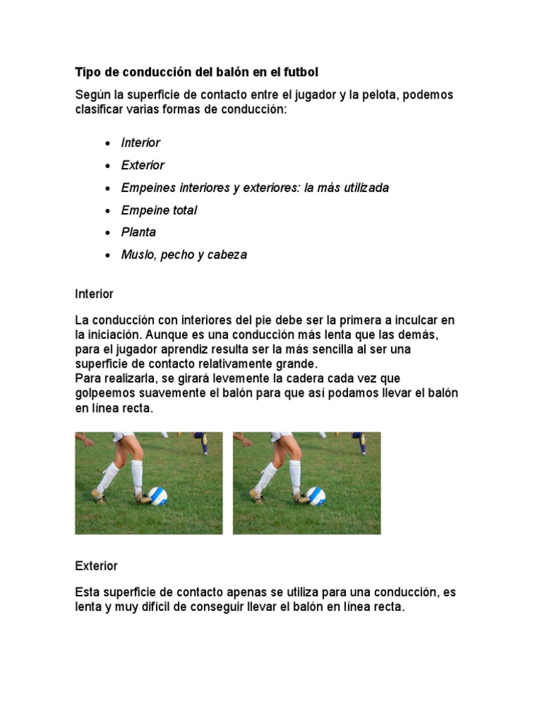 Tipo de Conducción Del Balón en El Futbol | PDF