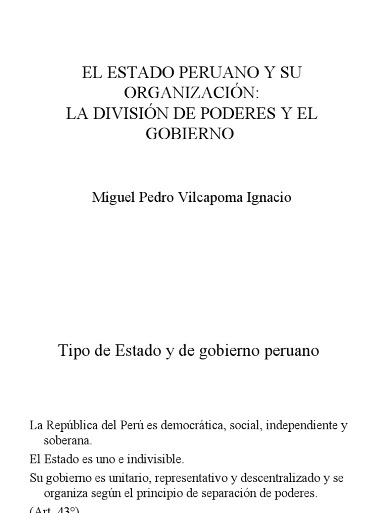 Estado Peruano y División de Poderes | PDF | Separación de poderes ...