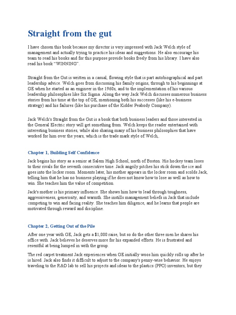 Straight From The Gut: Chapter 1, Building Self Confidence | PDF