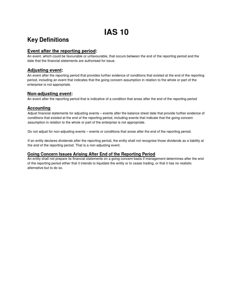 IAS 10: Events After Reporting Period | PDF