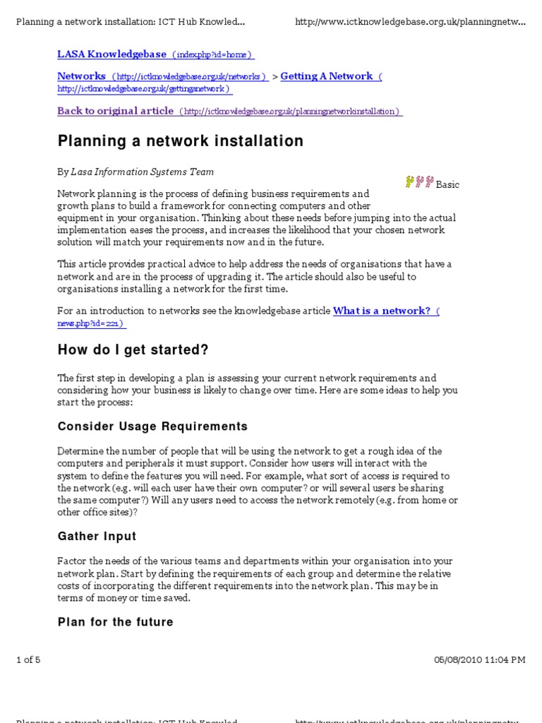 Planning A Network Installation: How Do I Get Started? | PDF | Server ...
