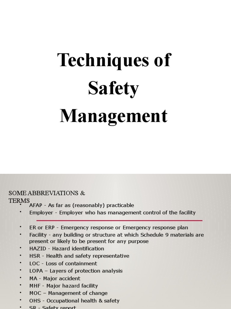 Safety Management Technique | PDF | Occupational Safety And Health | Safety
