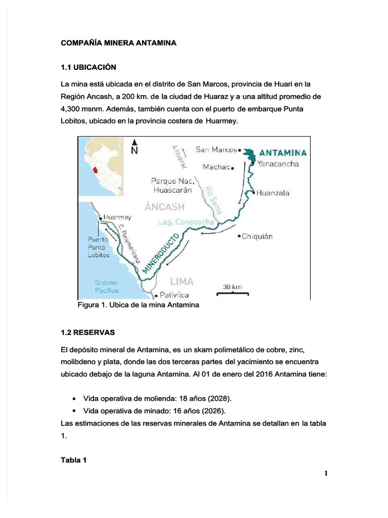 Ubicación y características de Antamina | PDF | Tubería (transporte de ...