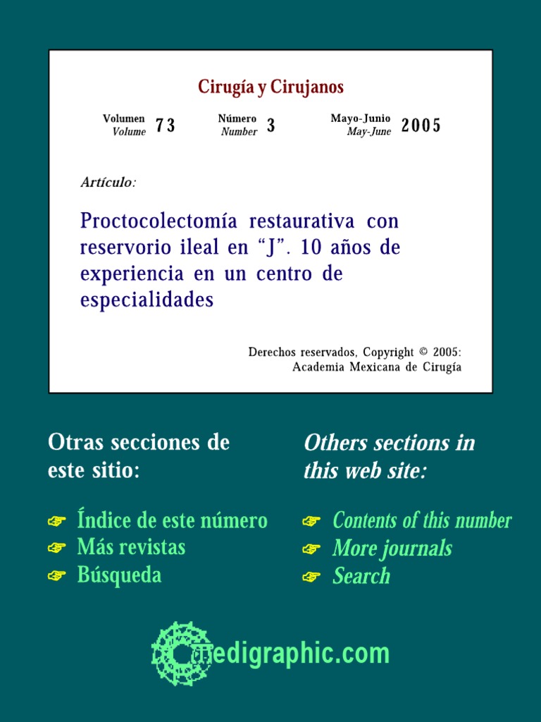 Proctocolectomía Restaurativa con Reservorio J | PDF | Especialidades ...