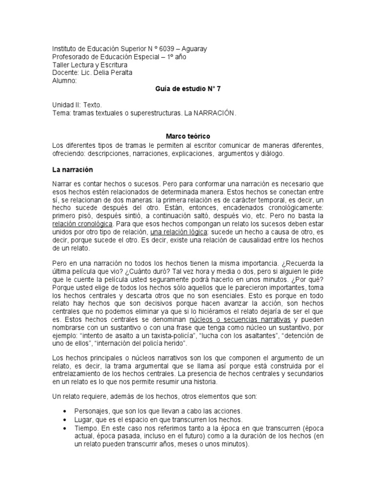 Guía N 7. Lectura y Escritura. | PDF | Narrativa | Educación avanzada