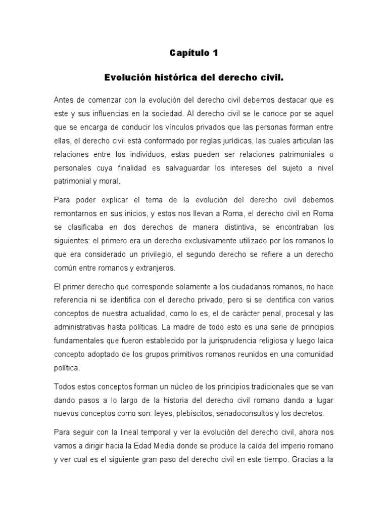 Capítulo 1 Evolucion de La Historia Del Derecho Civil | PDF | Roma antigua | Derecho Civil ...