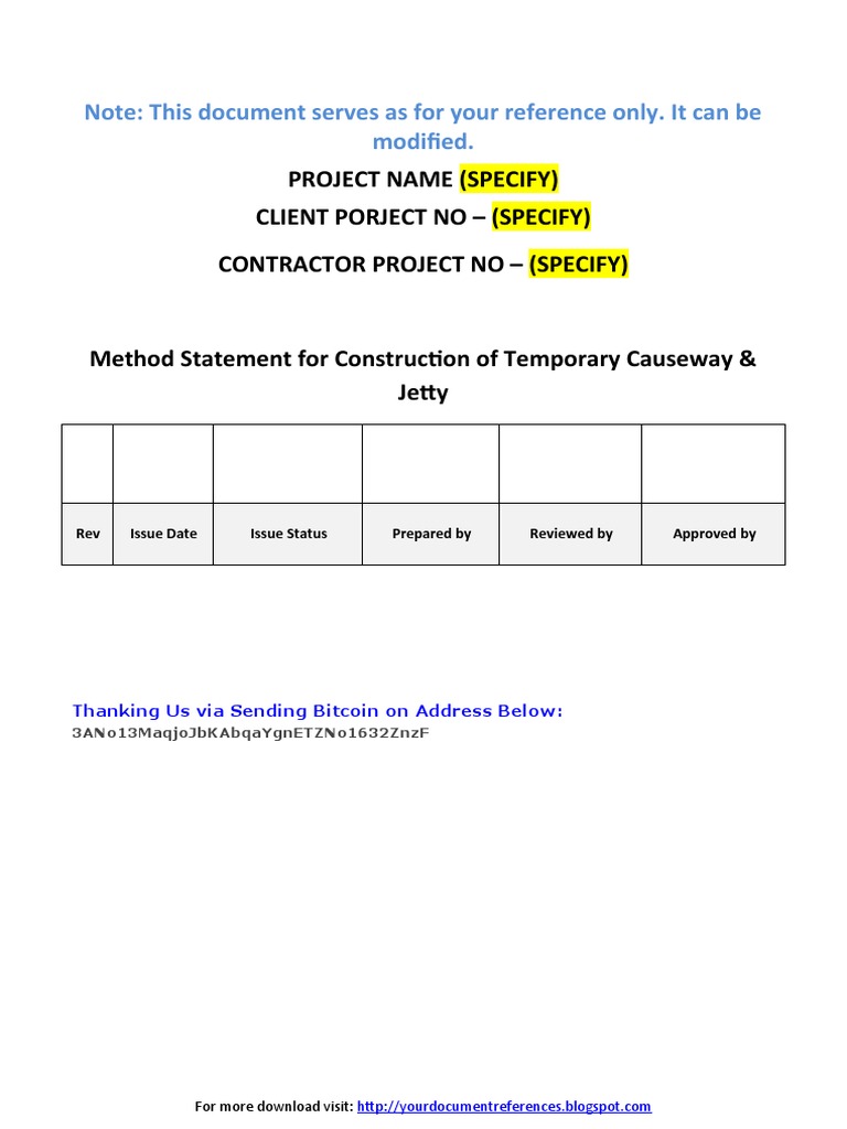 Method Statement For Construction of Jetty | PDF | Crane (Machine) | Sea
