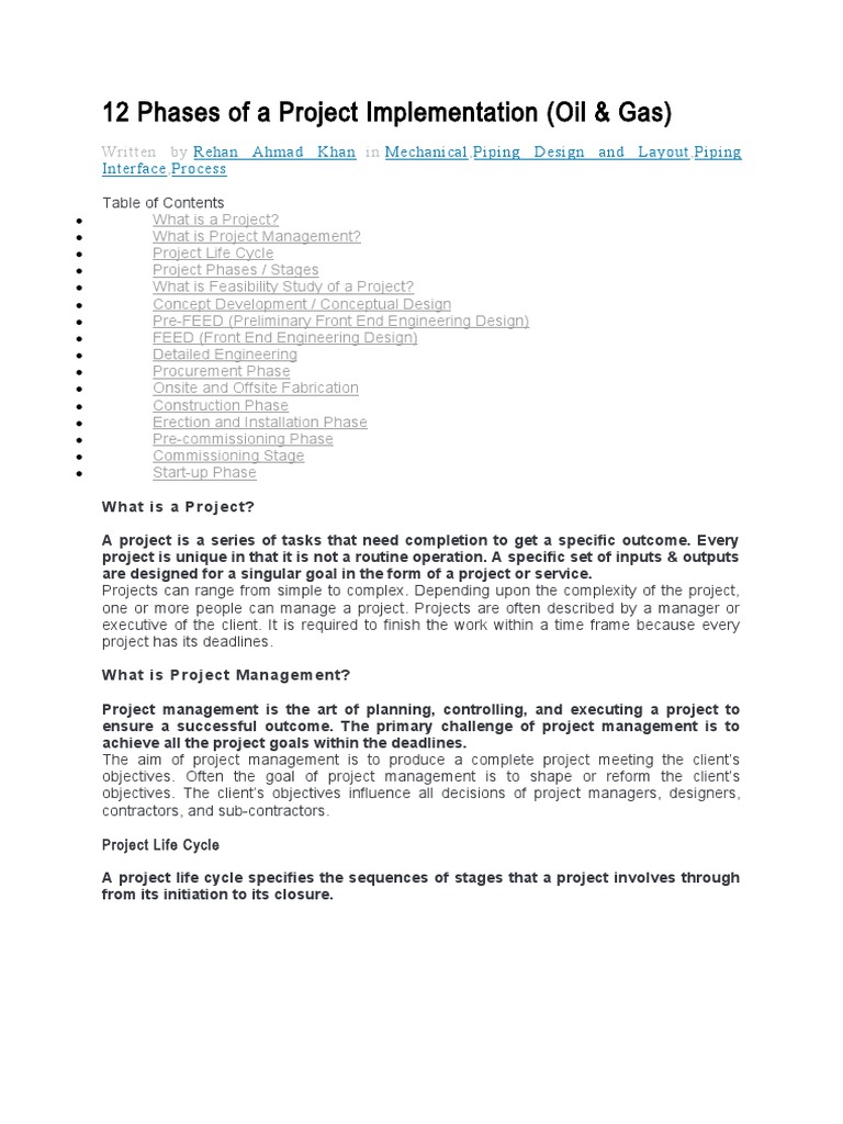 12 Phases of A Project Implementation | PDF | Feasibility Study ...