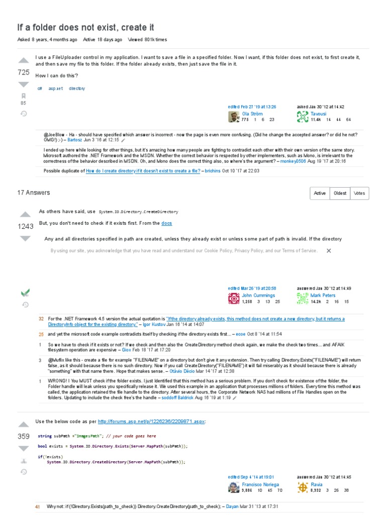 C If A Folder Does Not Exist Create It Stack Overflow Pdf