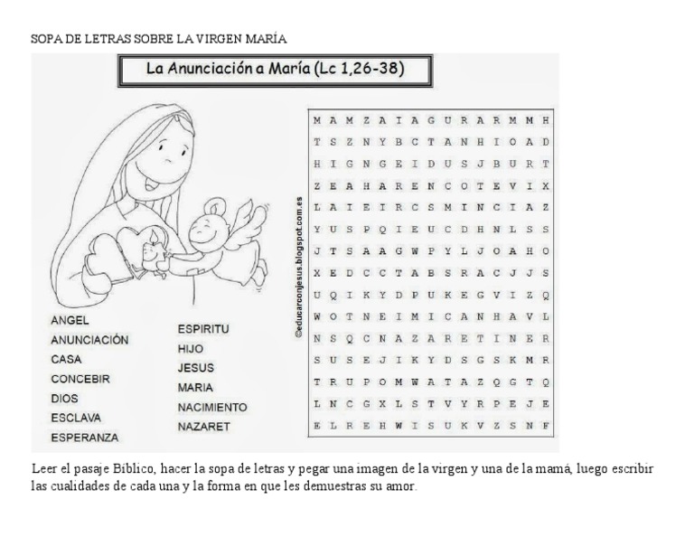 Actividad #5 SOPA DE LETRAS SOBRE LA VIRGEN MARÍA | PDF
