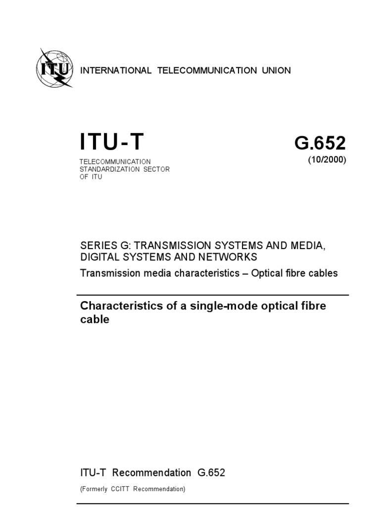 Itu-T: Characteristics of A Single-Mode Optical Fibre Cable | Download ...