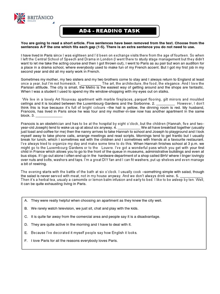 AD4 Reading Task PDF | PDF