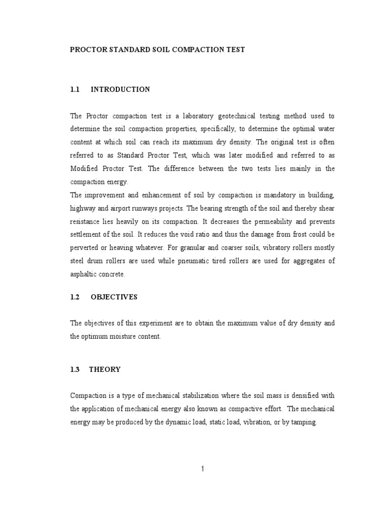 Proctor Standard Soil Compaction Test | PDF | Civil Engineering | Materials