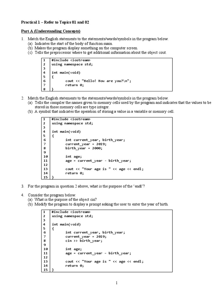 Practical 01 - Simple Program | Download Free PDF | Computer Program | Programming