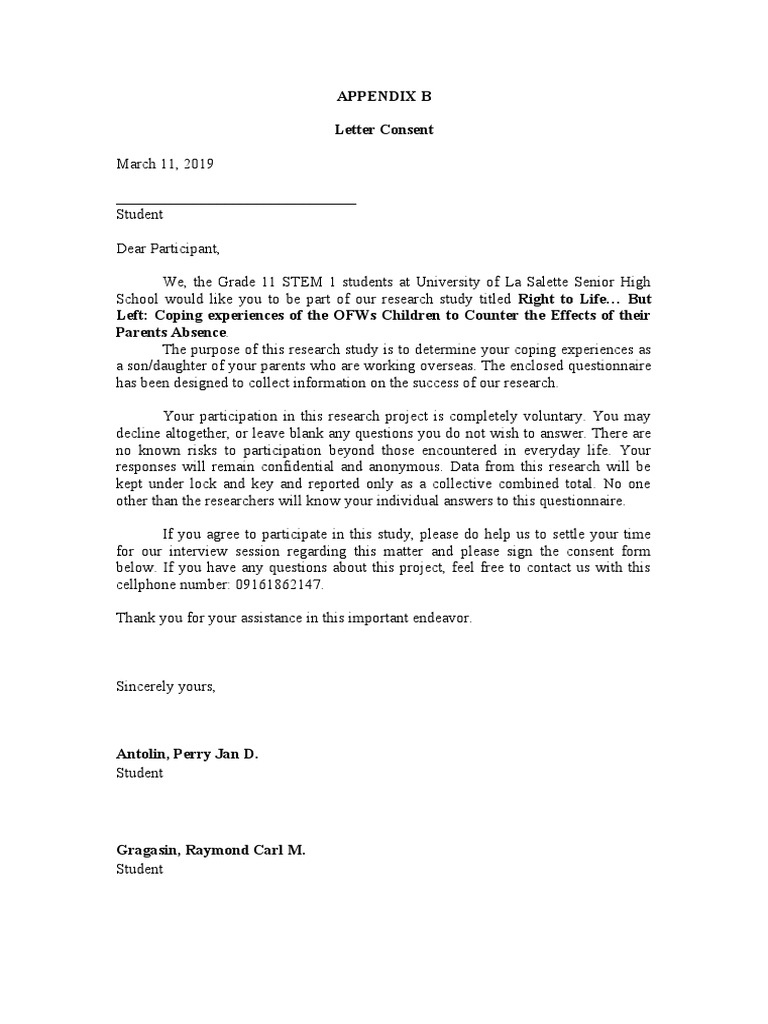 Appendix B Letter Consent | PDF