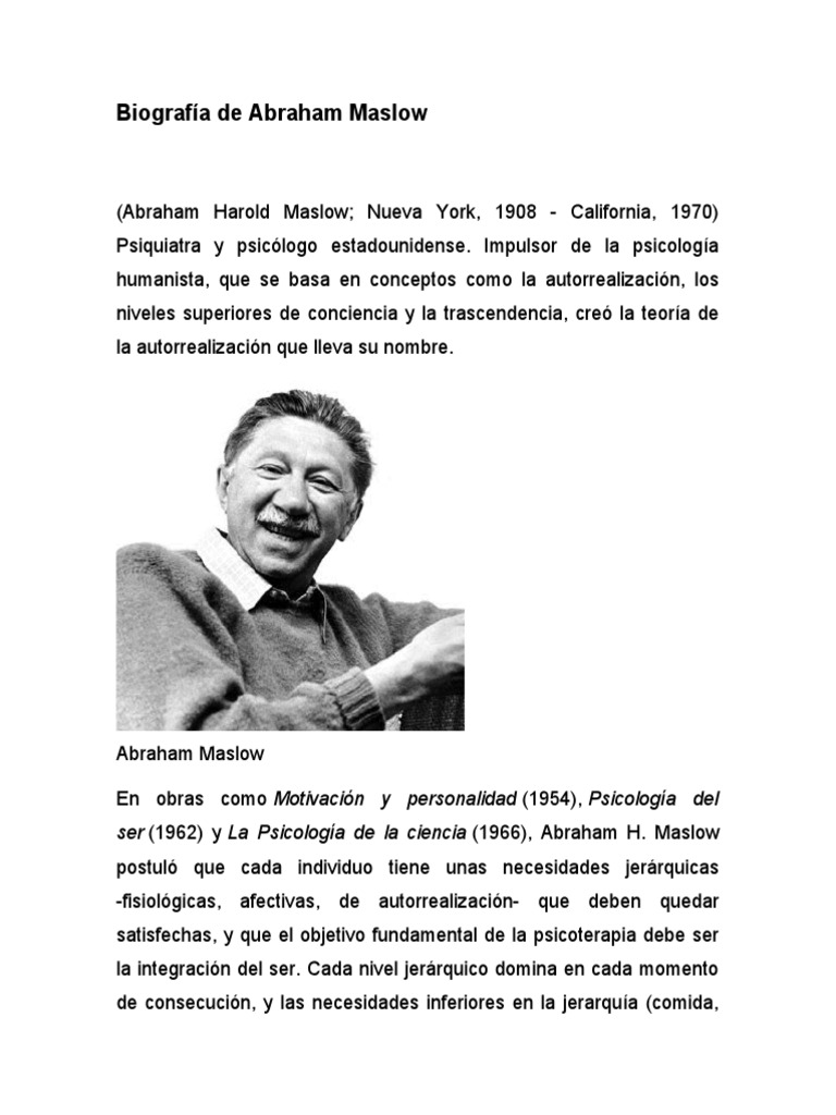 Biografía de Abraham Maslow | PDF