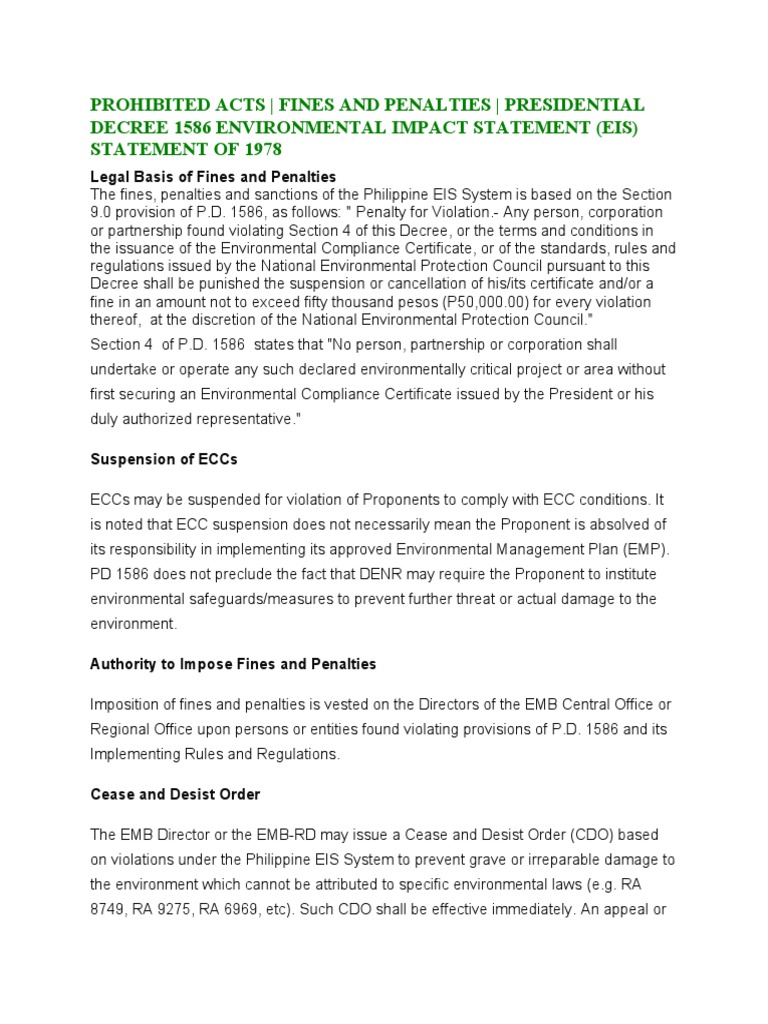 Prohibited Acts | PDF | Environmental Impact Assessment | Public Sphere